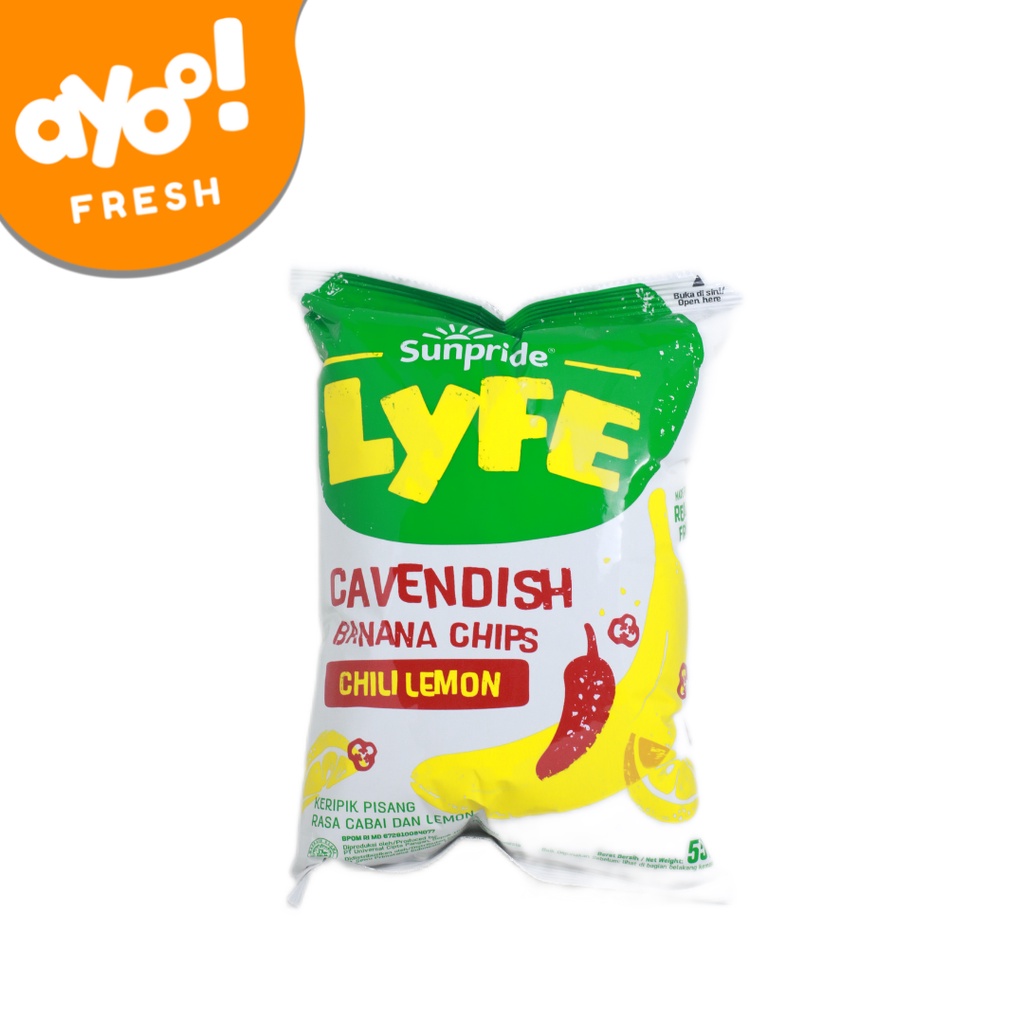 Jual Sunpride Lyfe Cavendish Banana Chips Rasa Chili Lemon 55 g Pack | Shopee Indonesia