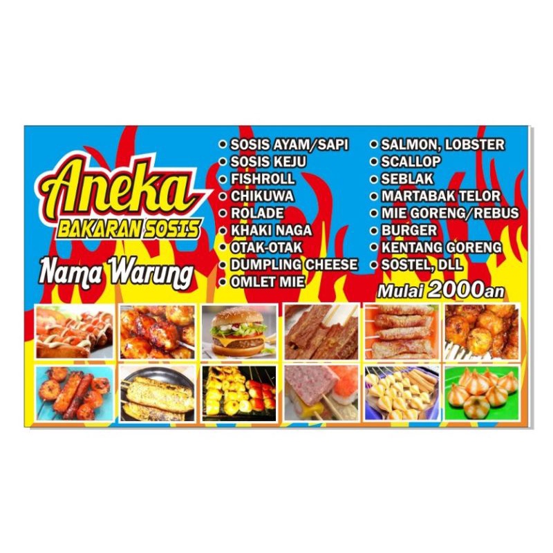 Jual Spanduk Aneka Bakaran Sosis/Banner Aneka Jajanan 1x60 | Shopee ...