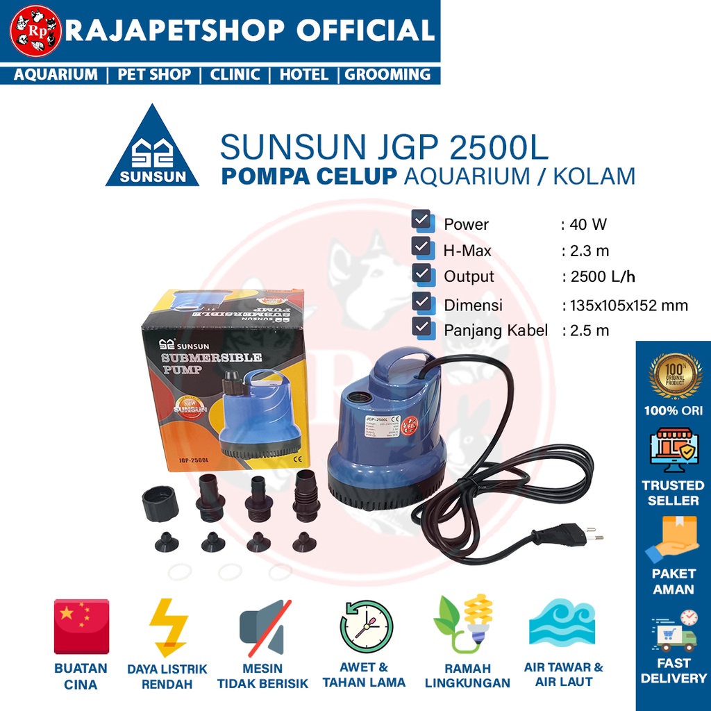 Jual ( POMPA AIR ) SUNSUN JGP 2500 L SUBMERSIBLE WATER PUMP KOLAM ...