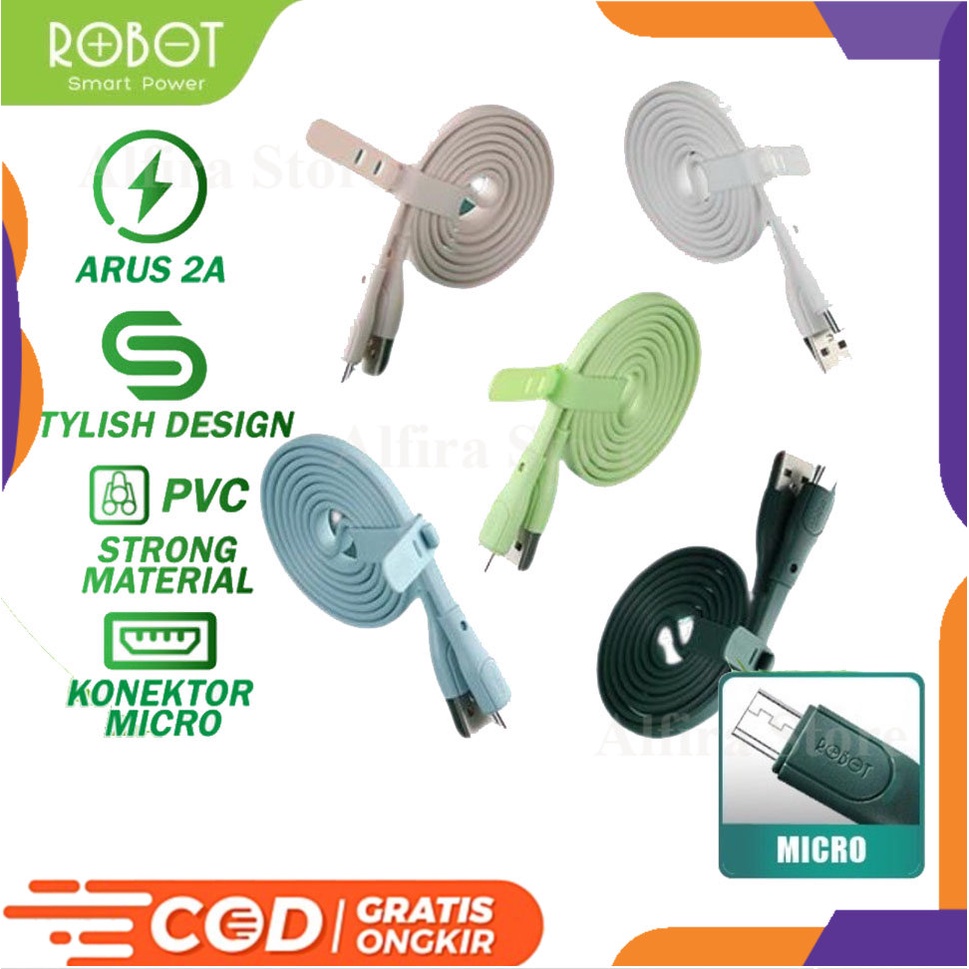 Jual KABEL ROBOT MICRO USB RGM100 2.1A 1M KABEL DATA MICRO 100CM ...