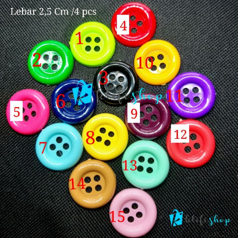 KANCING JUMBO WARNA UKURAN 2,5 CM PER4PCS | Shopee Indonesia