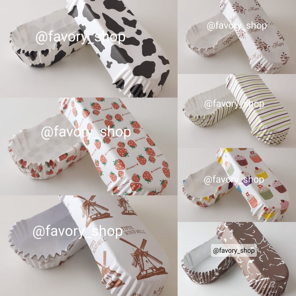 Jual Oval Cup Cake Case / Cake Case Oval / Cup Roti Coklat Motif ...