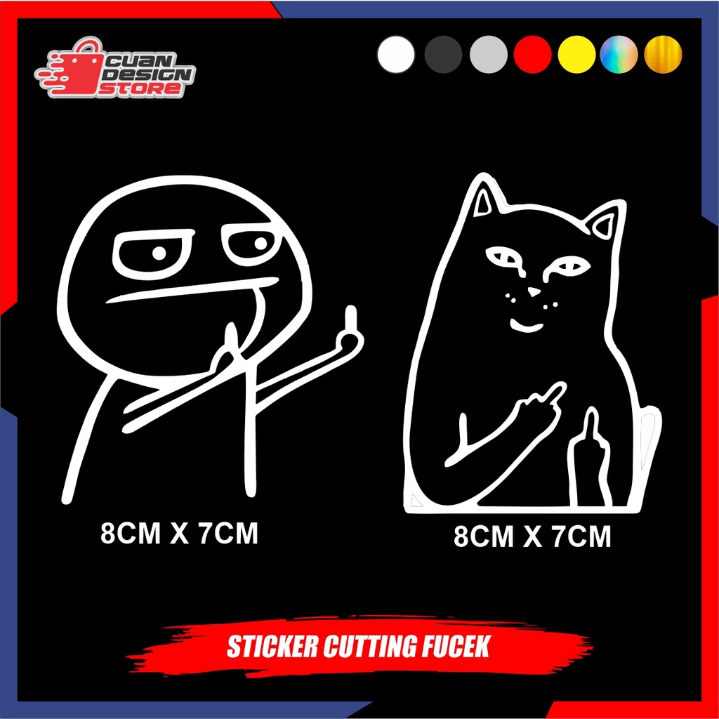 Jual Cutting Stiker Kartun Fucek Jari Tengah Motor Mobil Helm Hp Spion