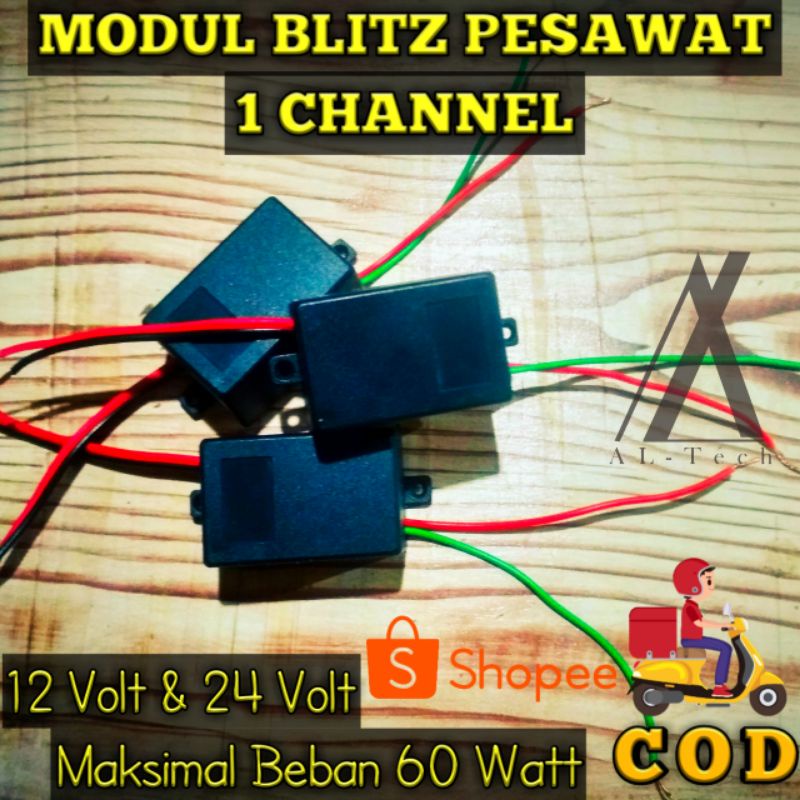 Jual Modul blitz pesawat 12/24 volt flash kilat blitz pesawat 1 channel ...