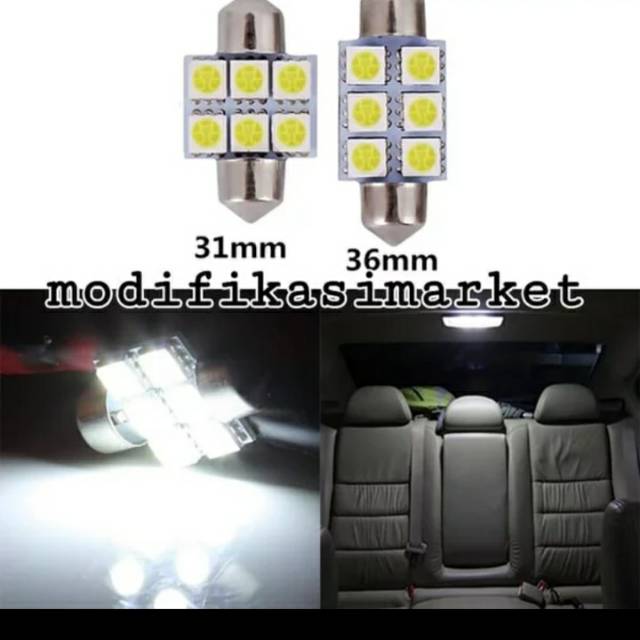 Jual lampu led kabin - led plafon 6 led festoon | Shopee Indonesia