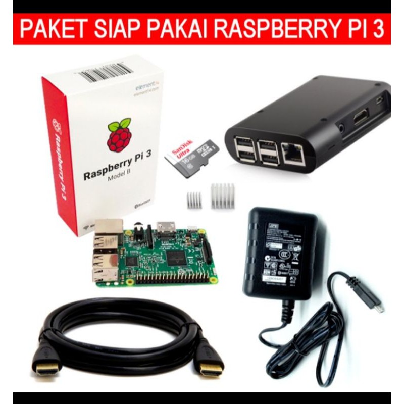 Jual PAKET RASPBERRY PI 3 SIAP PAKAI ELEMENT14 | Shopee Indonesia