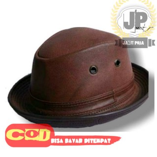 Topi tompi kulit sapi asli garut keren gagah mewah | topi laken koboy ...