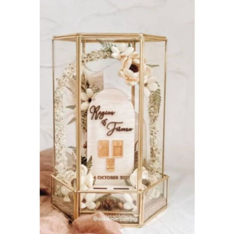 Jual 1 set kotak mahar heksagonal dan tray heksagonal / box mahar unik ...