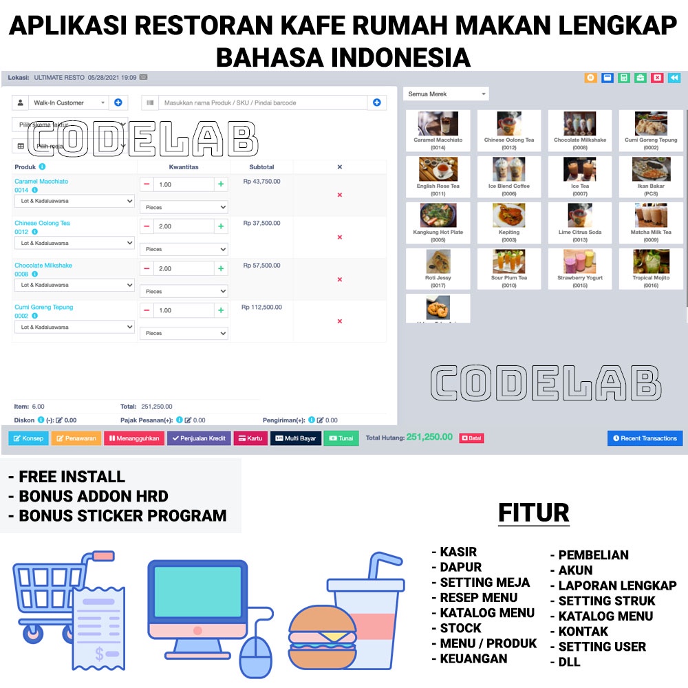 Jual Source Software Aplikasi Restoran Kafe Lengkap Kasir Dapur Resep ...