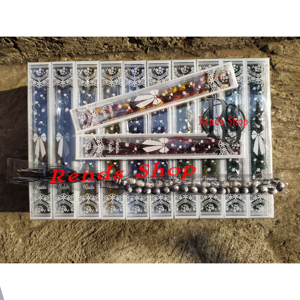 Souvenir Tasbih Batu 33 Butir Kemasan Mika Motif Hadiah Pernikahan ...