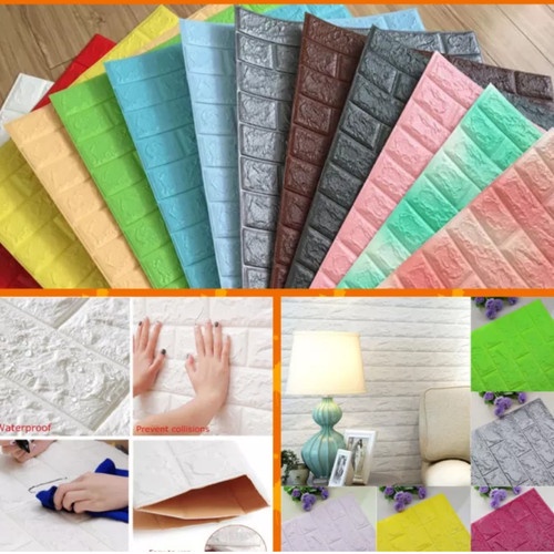 Jual Wallpaper Dinding 3D Foam Motif Batu Bata Timbul Ukuran 77 x 70 CM ...