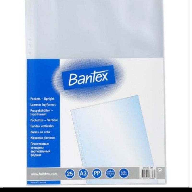 Jual Plastik PP Pocket BANTEX A3 Portrait Landscape/Sheet Protector A3 ...