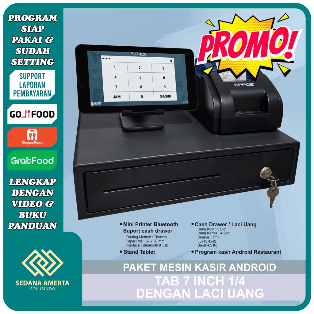 Jual Paket Mesin Kasir Android POS Tablet/Tab - TINGGAL PAKAI - cocok ...