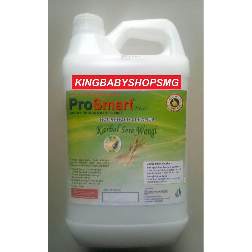Prosmart Plus Karbol Sereh Jerigen 5 L Harum Alami Shopee Indonesia