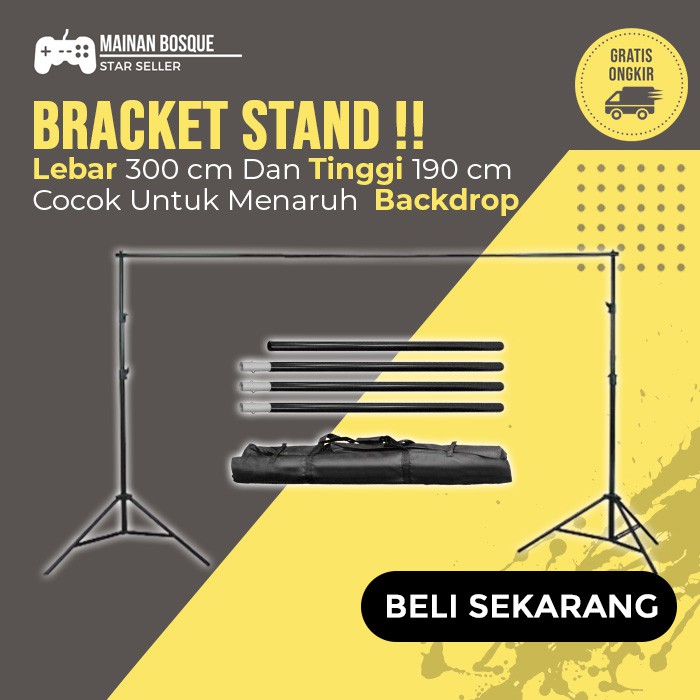 Jual Bracket Stand 3M Backdrop Foto Studio / Background Stand 2 X 3 Meter Indonesia|Shopee Indonesia