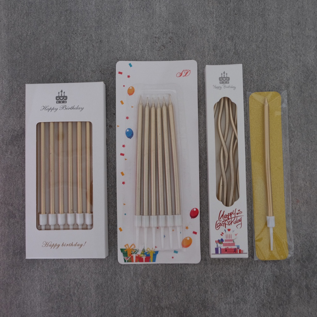 Jual LILIN PANJANG ULIR GOLD DEKORASI KUE 4 VARIANT / CANDLE ULANG ...