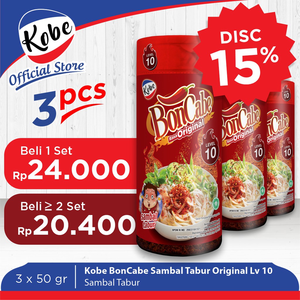 BonCabe Original Botol 50gr Level 10 Sambal Tabur (3pcs) | Shopee Indonesia
