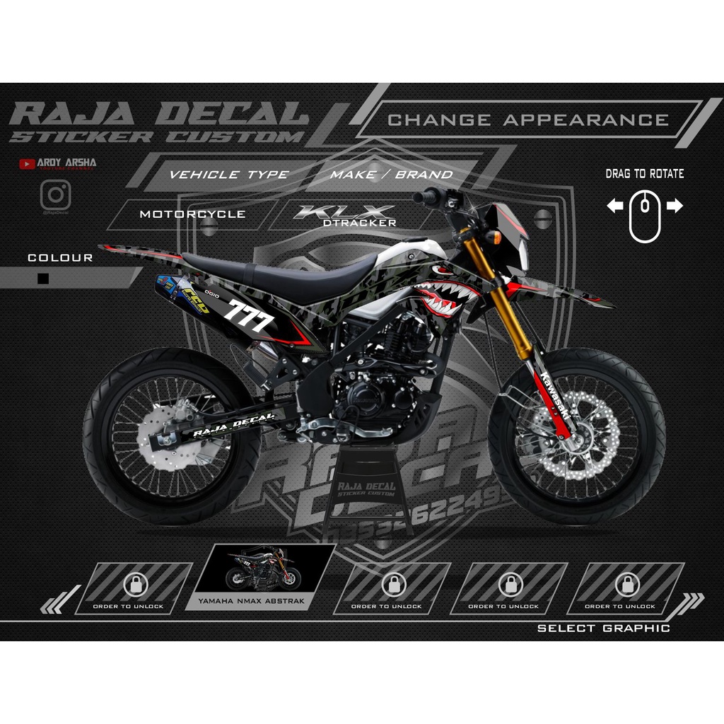 Jual Decal Sticker Kawasaki Dtracker Fullbody Sticker Decal Supermoto ...