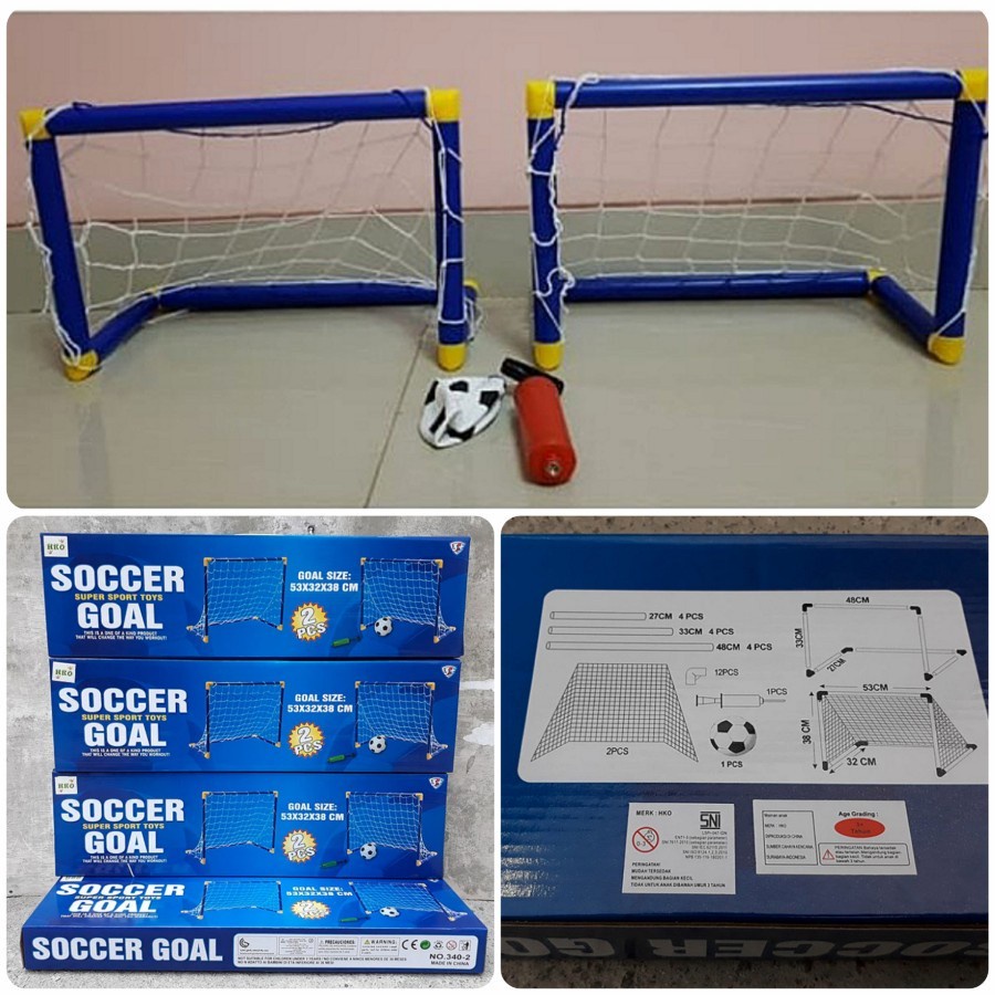 Jual Mainan Gawang 2 in 1 Sepakbola Set Mini Soccer Bola Pompa 2in1 ...