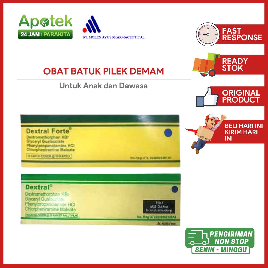Jual Dextral Tablet/Forte Sirup Obat Batuk Demam Pilek Anak dan Dewasa ...