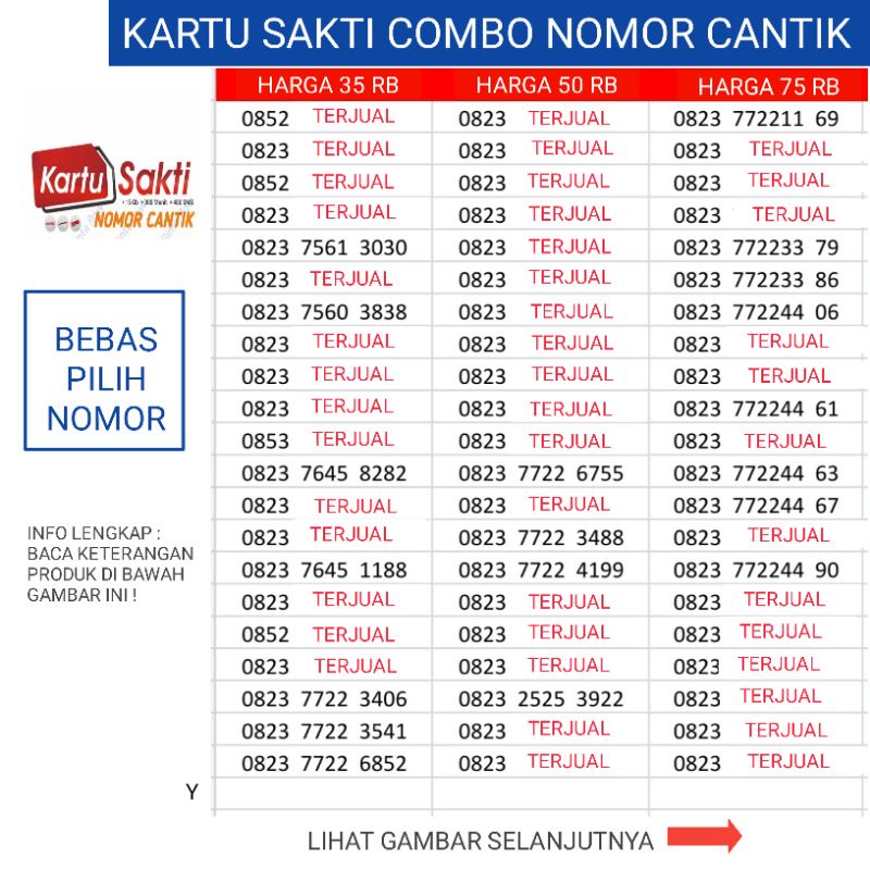 Jual Kartu sakti Nomor Cantik Telkomsel paket combo internet 25gb nlpon sms (simpati as loop ...