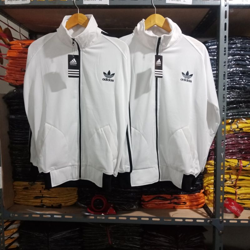 Jual Jaket Tracktop 3 strip Putih plat Hitam Logo Bordier jaket ...