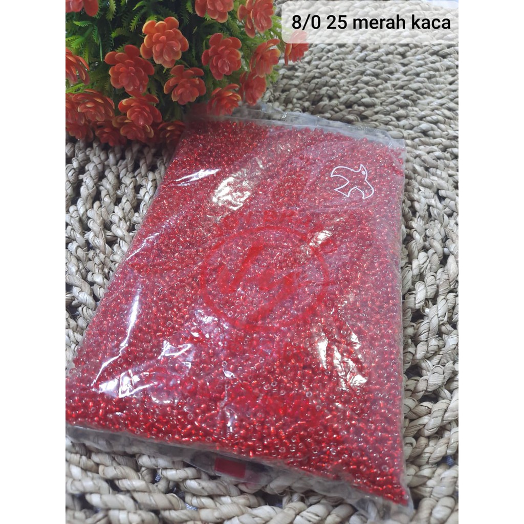 Jual MOTE JOY PASIR 8/0 25 MERAH KACA / MOTE MANIK PAYET / KERAJINAN ...