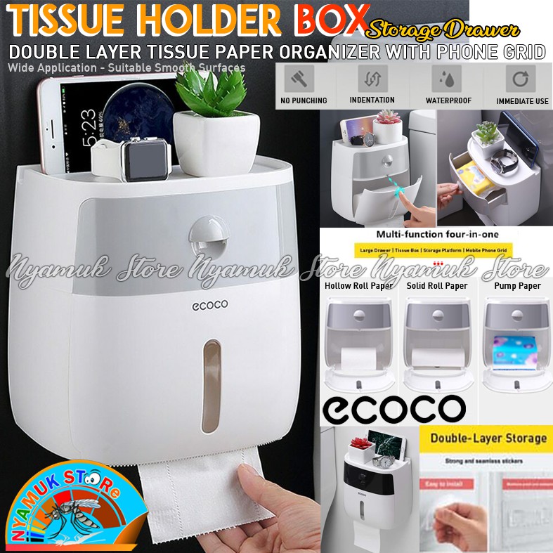 Jual Kotak Tisu Toilet ECOCO Waterproof Rak Tempat Tissue WC Box ...