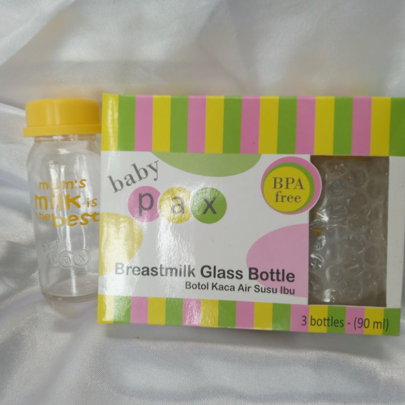 Jual Botol kaca asi tutup ulir Baby pax 90ml isi 3pcs Baru BPA Free | Shopee Indonesia