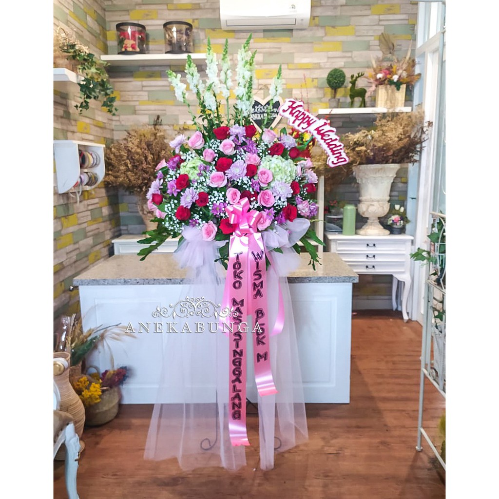Jual Standing Flower Wedding Karangan Ucapan Selamat Pernikahan Bunga ...