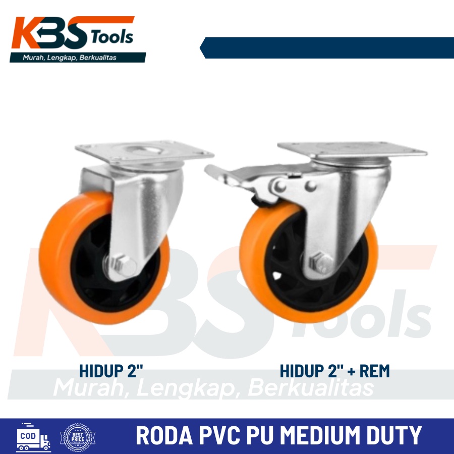 Jual Roda Troli PVC ROHA PU Medium Duty 3" HIDUP - Roda PVC Orange ...