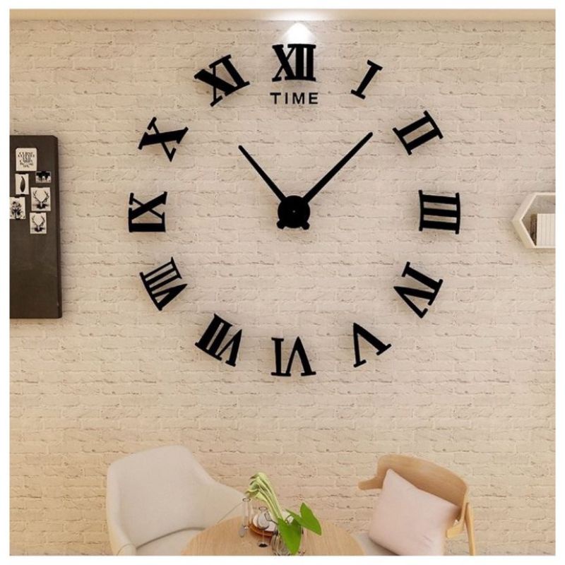 Jual JAM DINDING DIY 130 CM JAM DINDING TEMPEL TEMBOK 3D NYALA JAM ...