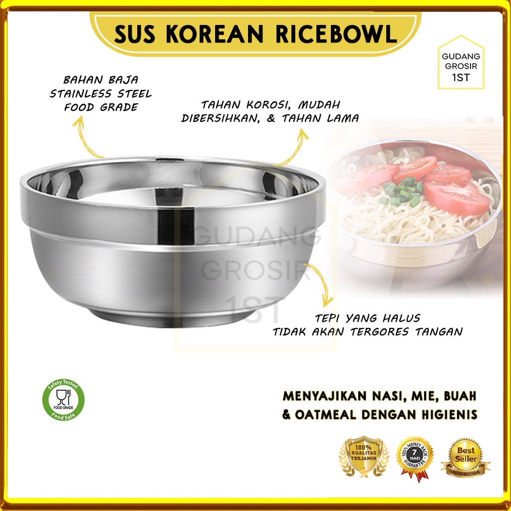Jual Mangkok Nasi Stainless | Mangkok Nasi Anti Panas | SUS Korean Rice ...