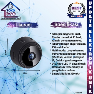 Jual Small Lens Spy Camera A9 WiFi Hidden Cam Wireless HD 1080P Wifi ...