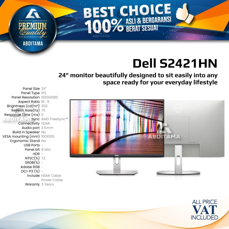 Monitor LED Dell S2421 S2421HN 24" IPS 1080 75Hz HDMI x 2 Freesync ...