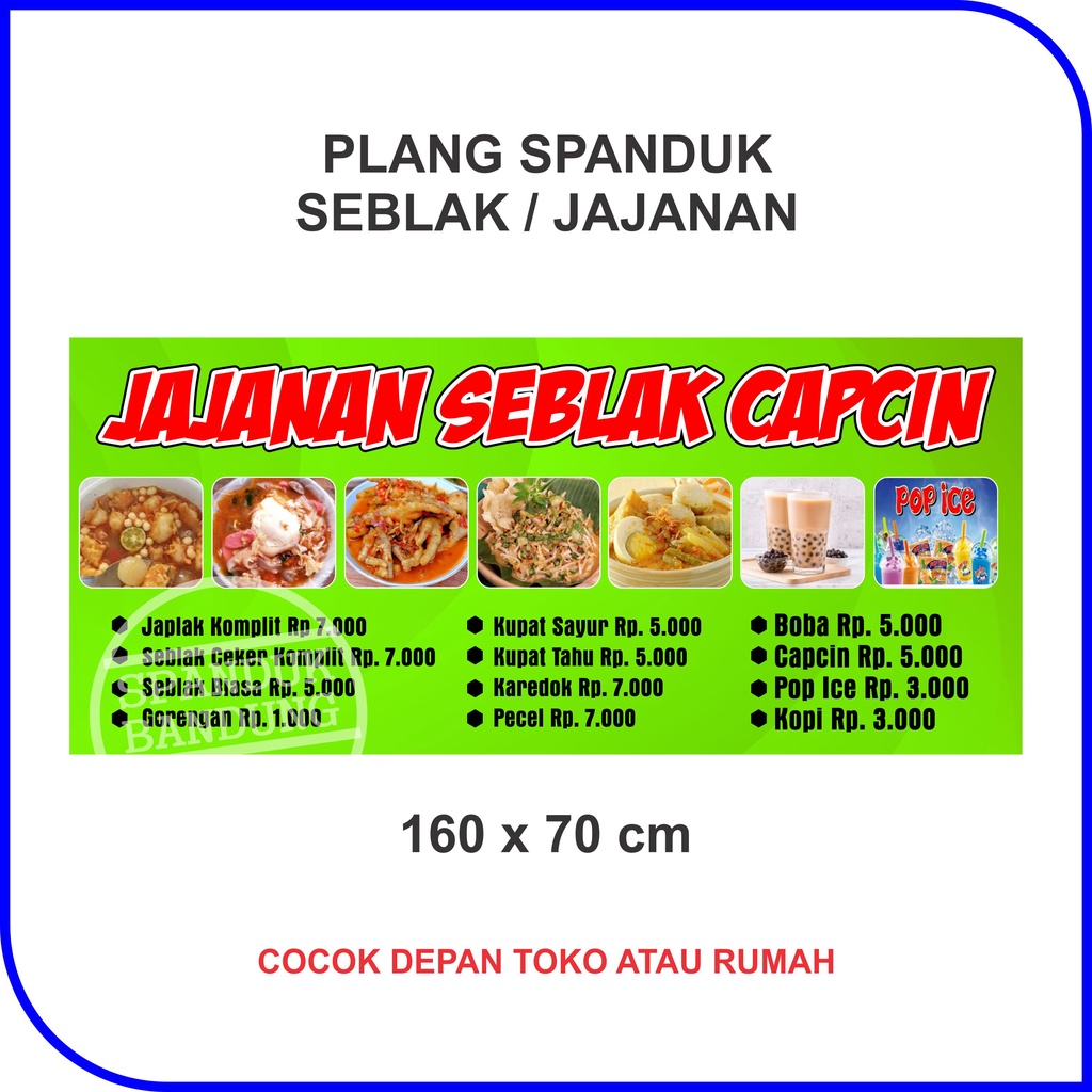 Jual spanduk plang toko, plang kios warung jajanan / warung seblak ...