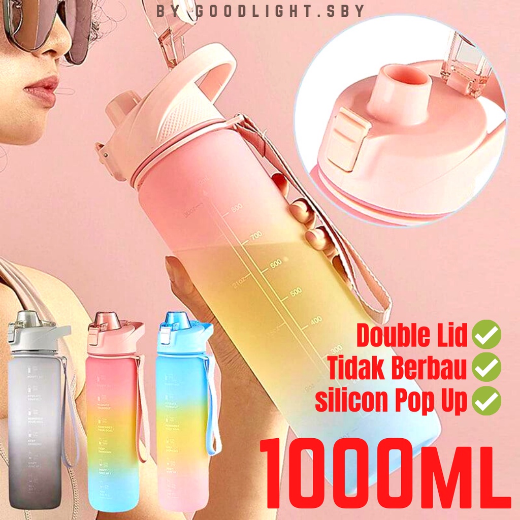 Jual Botol Minum Viral 1Liter 1000ML - Botol Minum Gym - Botol Minum Motivasi Hits Viral - Botol ...