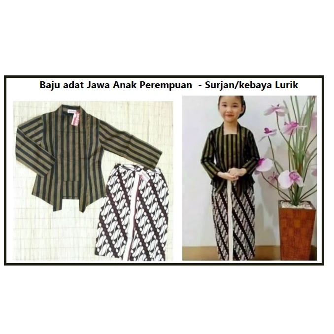 Jual Baju adat Jawa Anak Perempuan - Surjan lurik Anak Perempuan - Kebaya Lurik Anak Perempuan ...