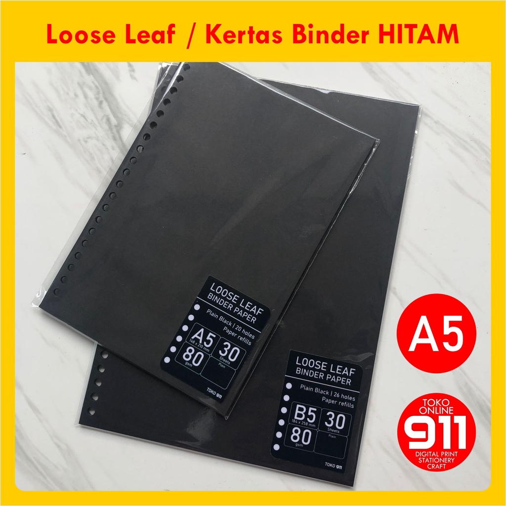 Jual Loose Leaf / Binder Paper / Kertas Binder / Isi Binder A5 HITAM ...