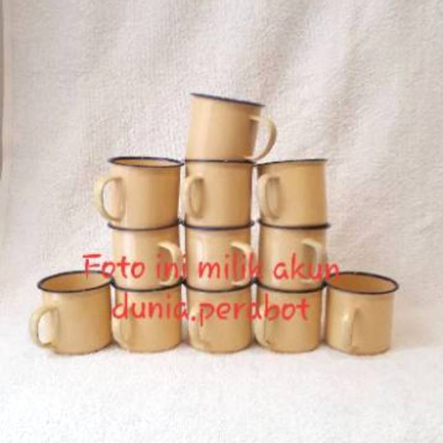 Jual Cangkir Mug Enamel Seng Kaleng Jadul Vintage Kuno (1 Lusin ...