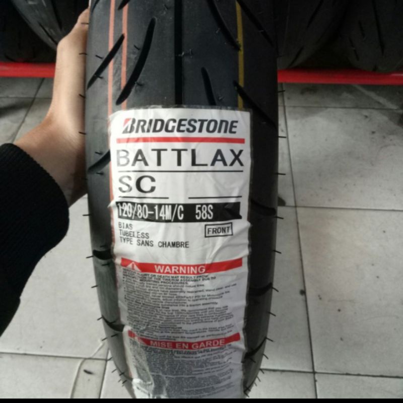 Jual BAN LUAR BRIDGESTONE BATTLAX SC UKURAN 120/80-14 TUBELESS | Shopee ...