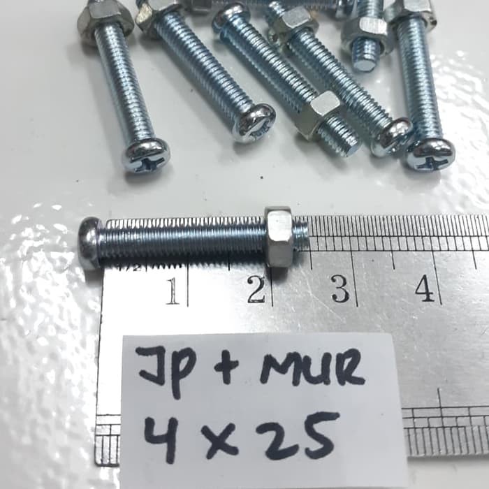 Jual Baut Putih 4x25 + mur Baut JP4x25 Kepala Obeng M4x25 M4 x 25 per 10pcs Indonesia|Shopee ...