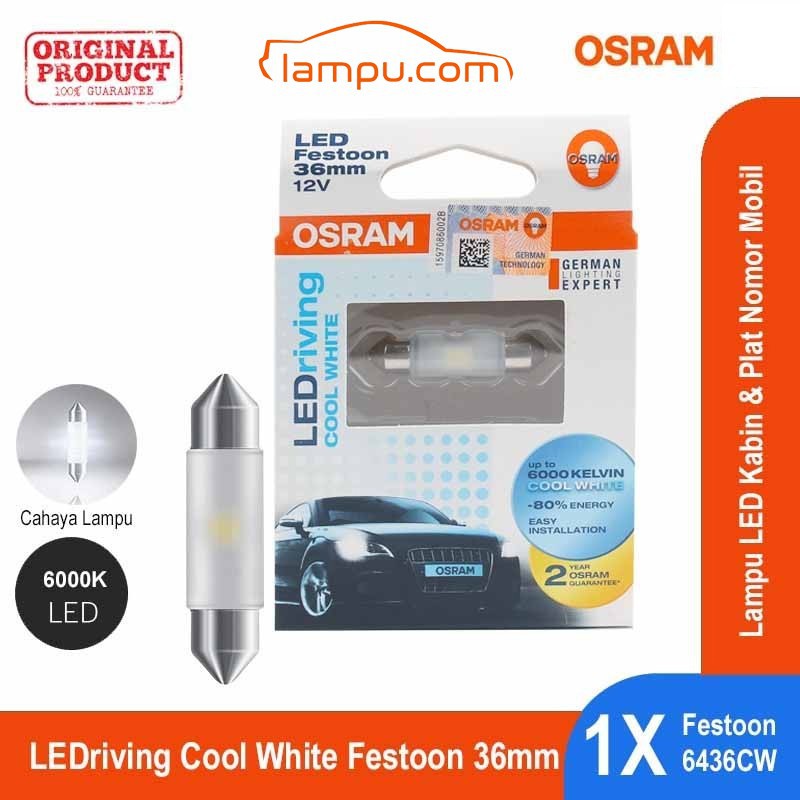 Osram Lampu Cabin Interior/Plat Mobil - LEDriving Festoon 6000K 6436CW ...