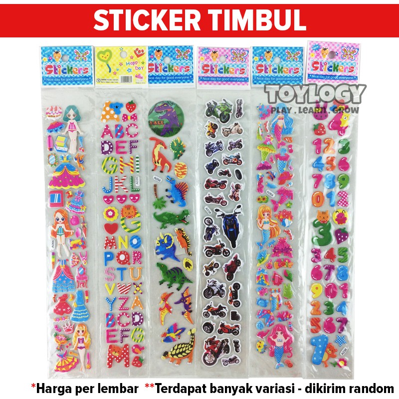 Sticker Anak Gambar Tempel Timbul Stiker Karakter Lucu Hadiah 3D ...