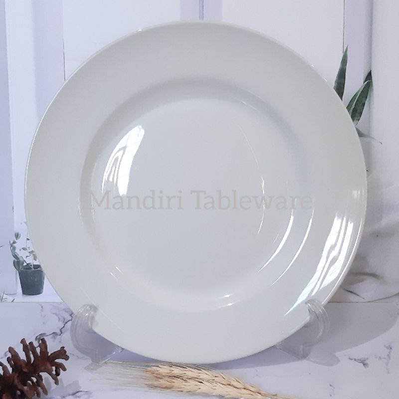 Jual Piring Makan Ceper Keramik Ukuran 27 cm | Putih Polos | Isi: 6 pcs ...