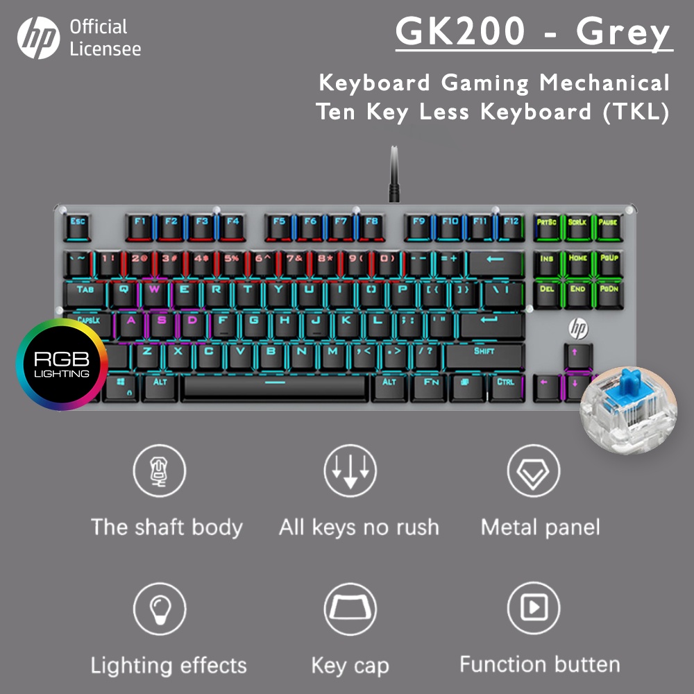 Jual Keyboard Gaming HP GK200 - RGB Blue Switch TKL Mechanical Keyboard ...