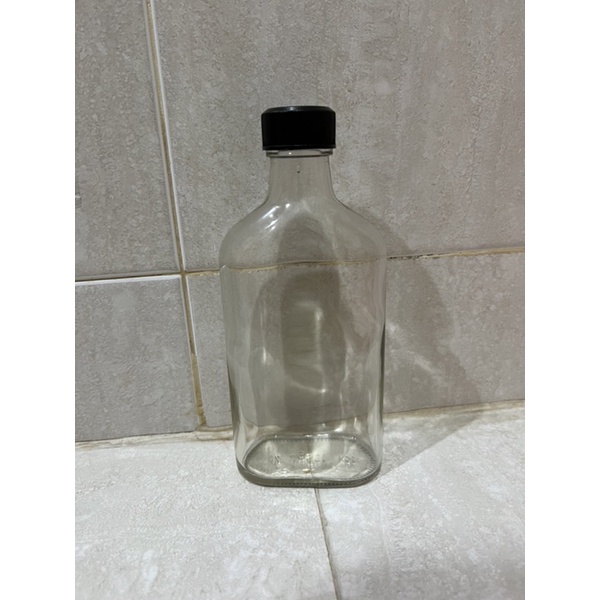 Jual botol gepeng 250ml tutup hitam kopi kekinian botol kaca | Shopee ...