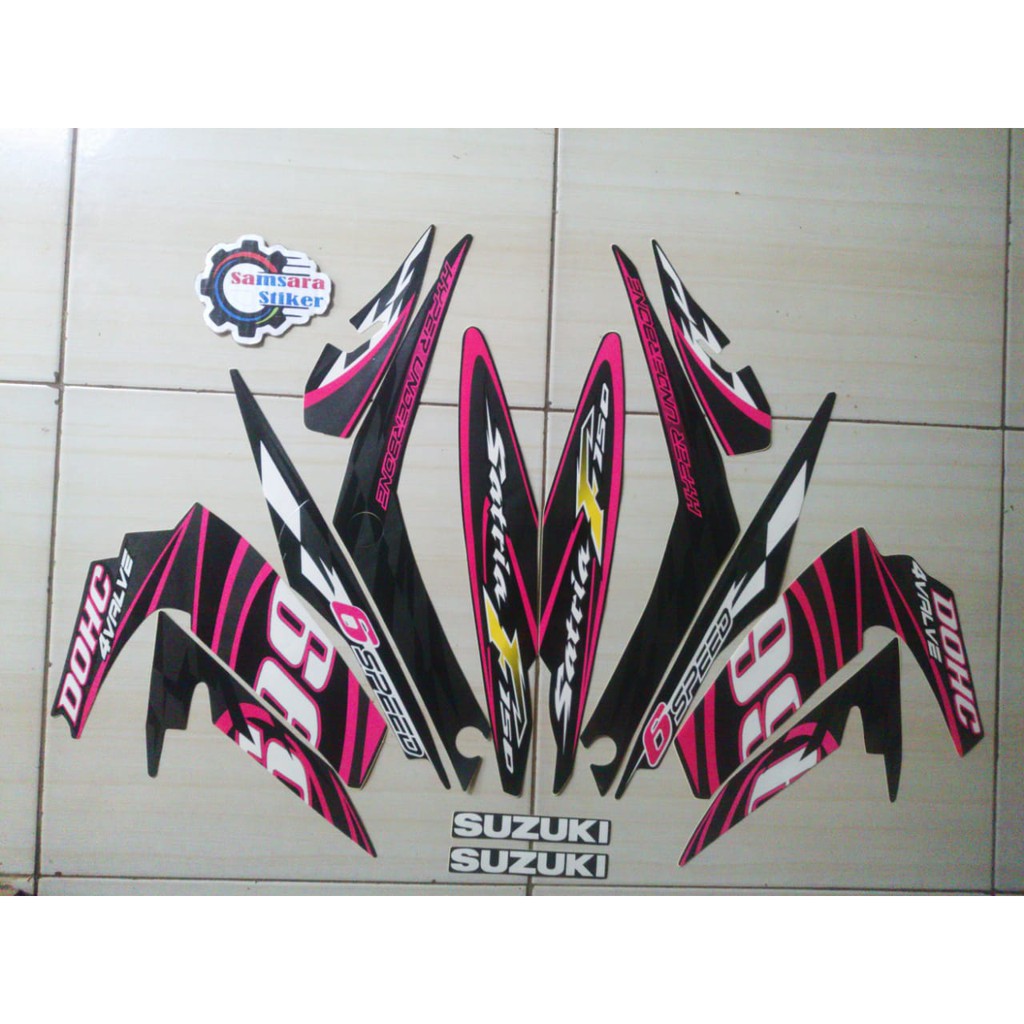 Jual Stiker Striping Motor Suzuki satria f150 2012 full hitam-pink ...