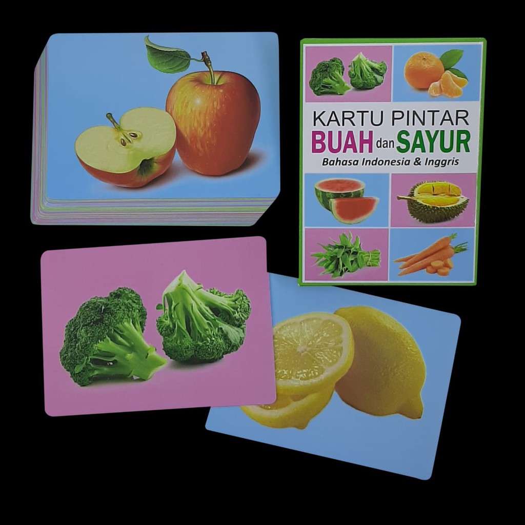 Jual Falshcard Kartu Pintar Buah dan Sayur Flash Card Kartu Baca Bayi ...