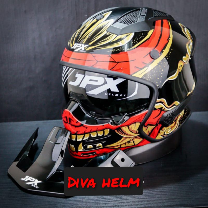 Jual HELM JPX MX726R MX06|SUPER BLACK|MX726 R CROSSOVER MX 726R ...